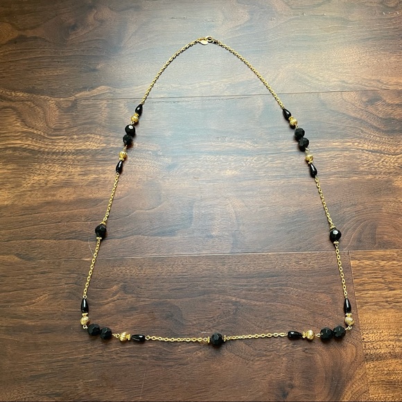 Premier Designs | Jewelry | Vintage Pd Black Gold Beaded Long Chain ...